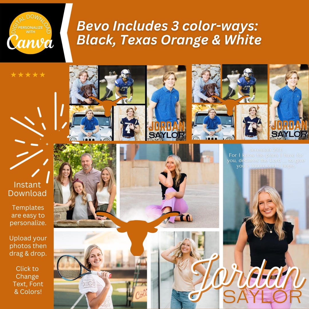 Bevo University of Texas Longhorn Theme Announcement Senior Yearbook Ad ...