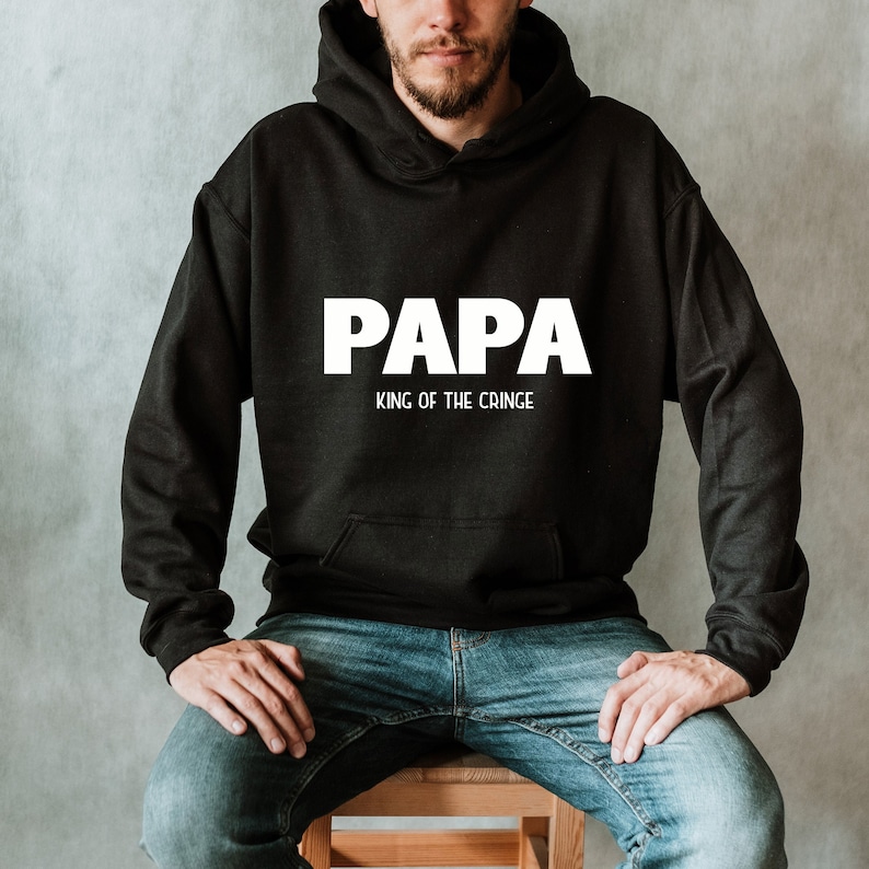 Papa King of the Cringe Hoodie, Funny Dad Sweatshirt, Cozy Heather ...