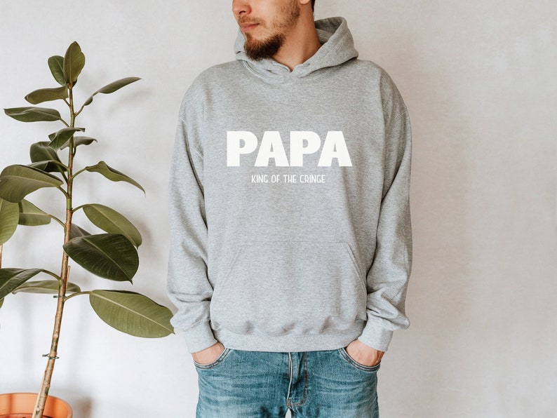 Papa King of the Cringe Hoodie, Funny Dad Sweatshirt, Cozy Heather ...