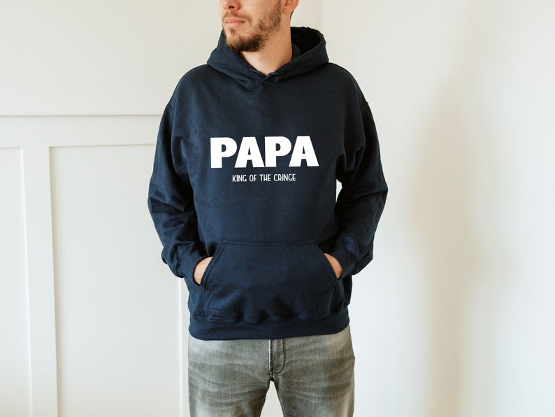 Papa King of the Cringe Hoodie, Funny Dad Sweatshirt, Cozy Heather ...