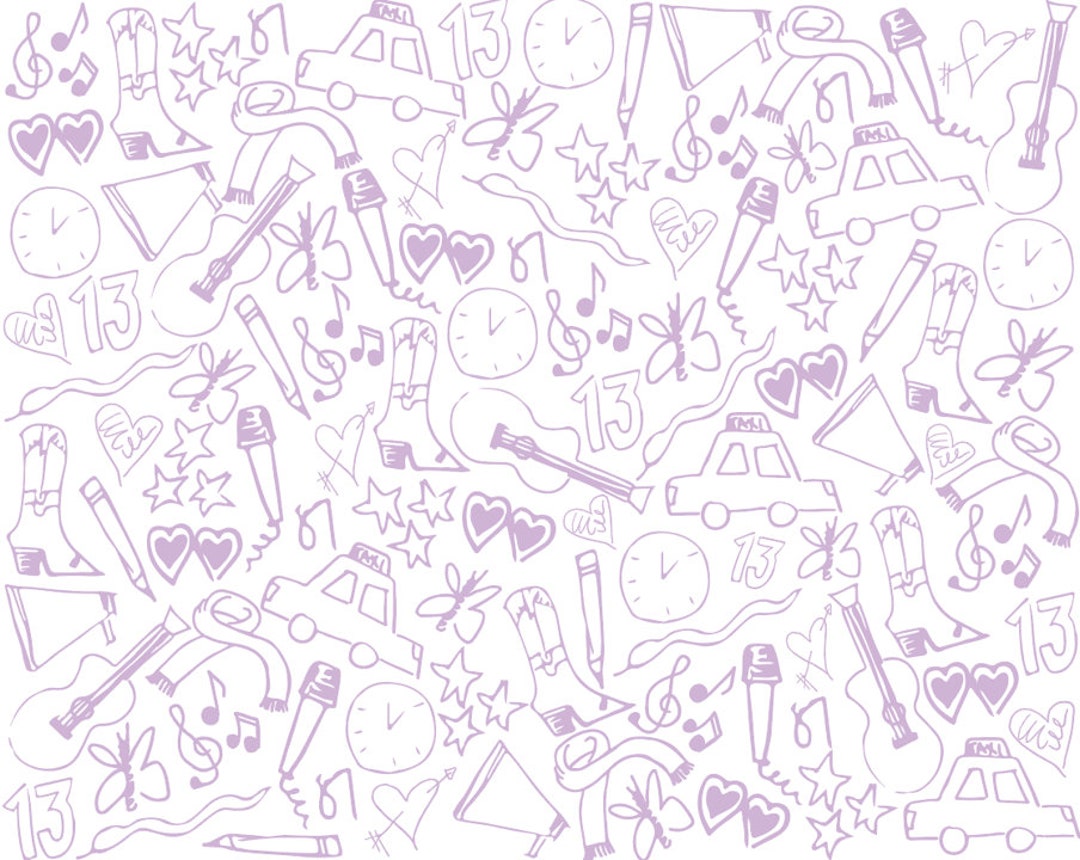 Taylor Swift Whimsical Monotone Collage Sketch Pattern for Wallpaper ...