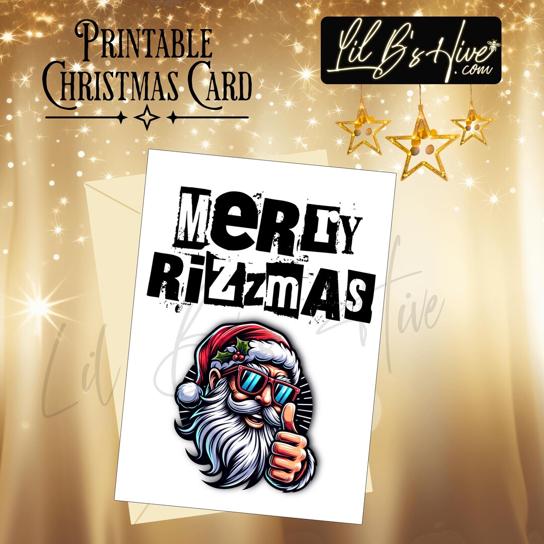 Merry Rizzmas Printable Christmas Card, Instant Download, Funny Slang ...