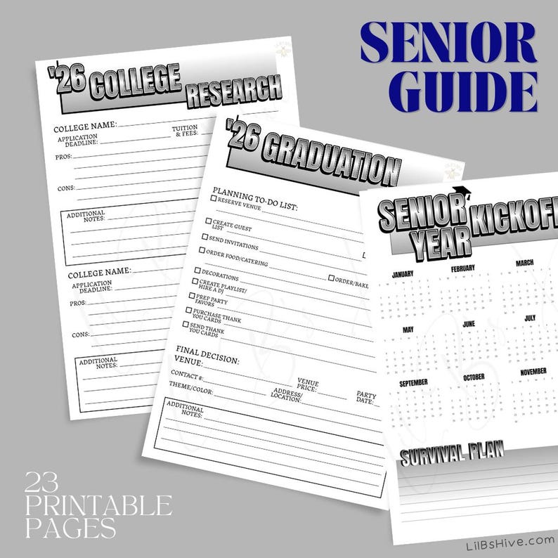 Senior Survival High School Graduation Guide | Printable Planner PDF ...