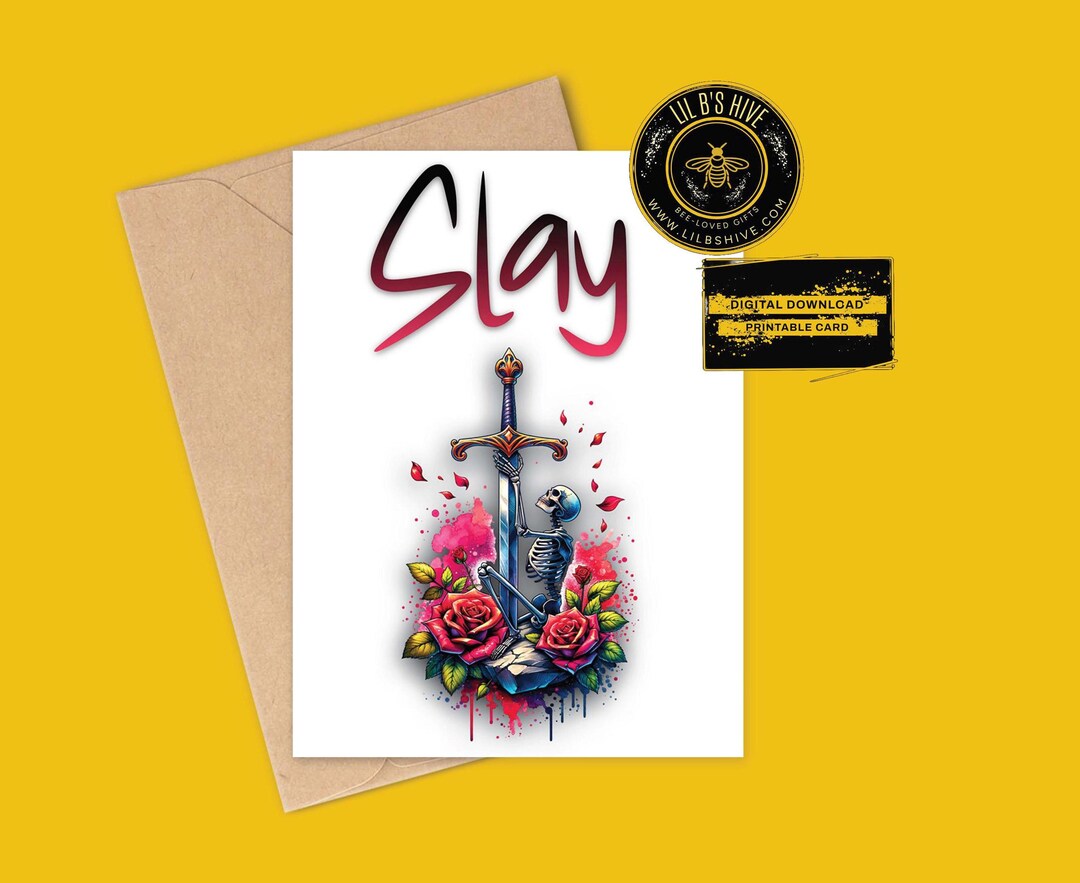 Funny Slay Sword Printable Card, Instant Download, Funny Slang Card ...