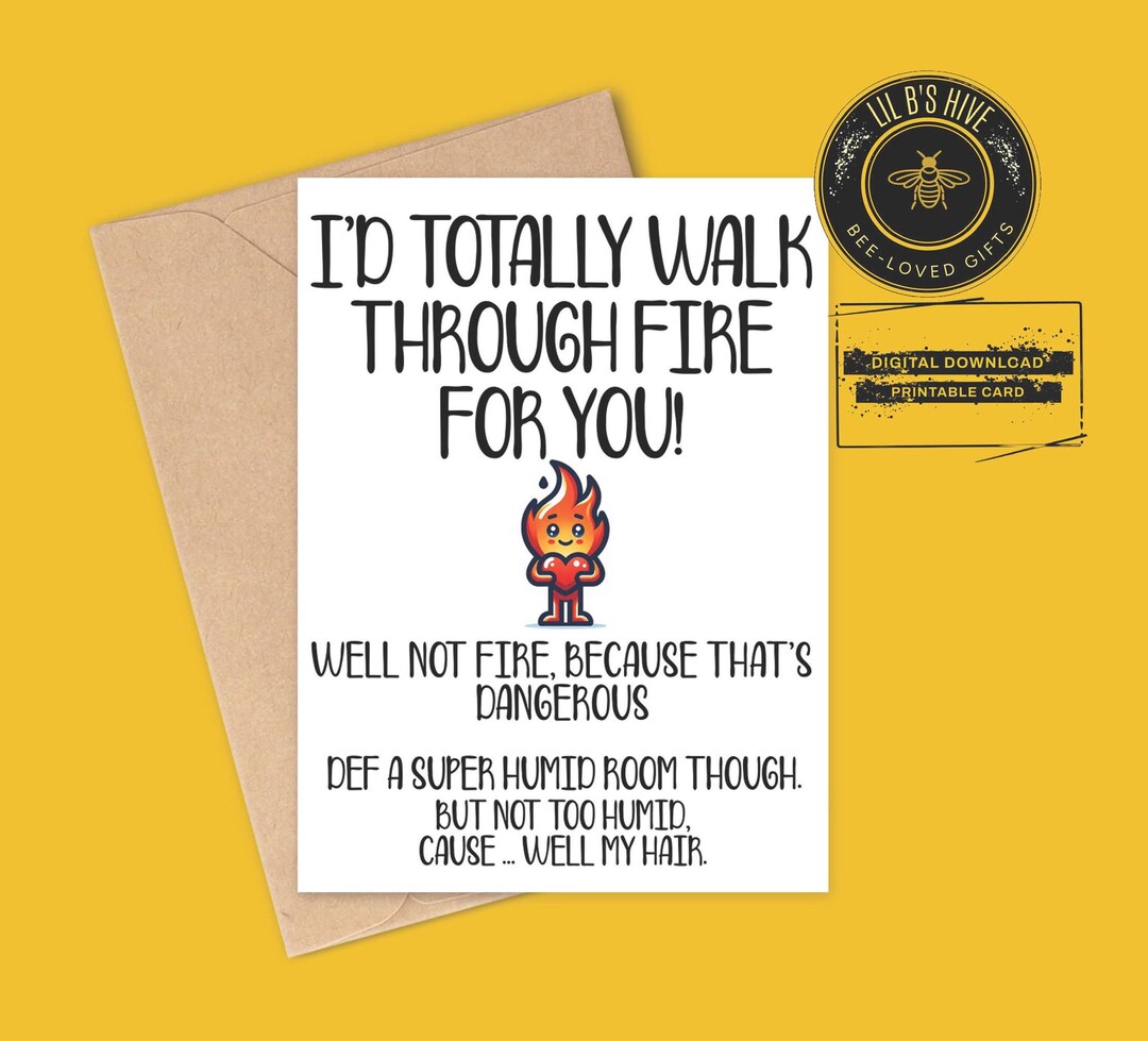 Funny You're Hot Printable Card, Thinking of You, Instant Download ...