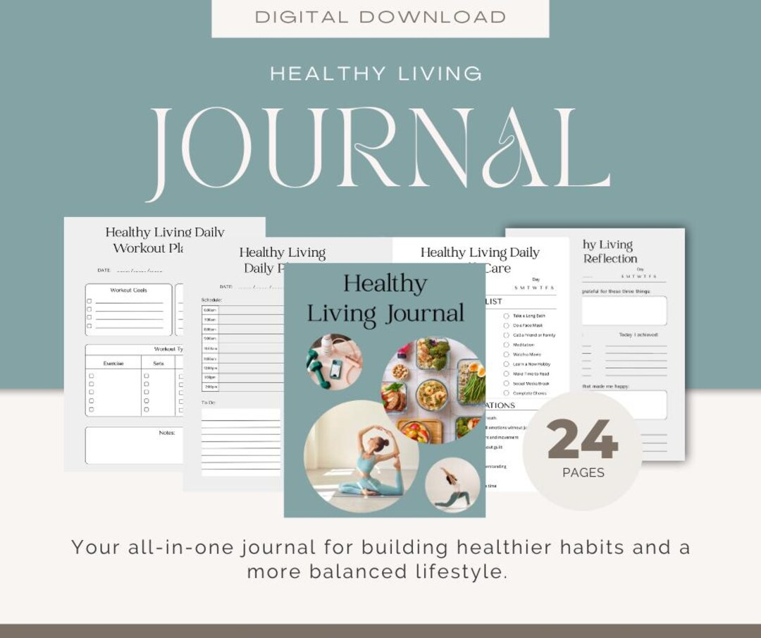 Healthy Journal Printable | Daily Wellness Planner | Digital Self-care ...