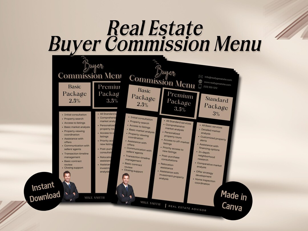 Real Estate Commission Menu Digital Template Real Estate Agent Tool ...