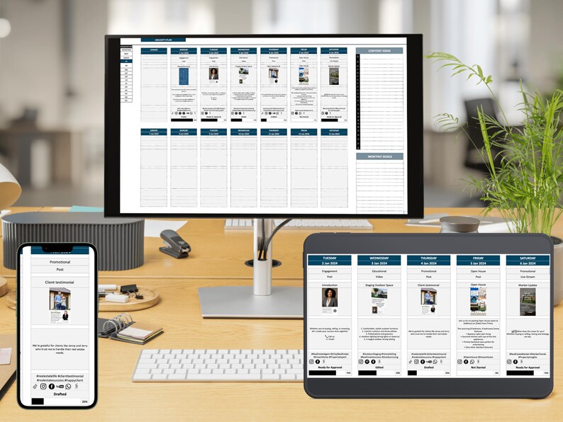 Real Estate Content Calendar Template Social Media Planner Marketing ...