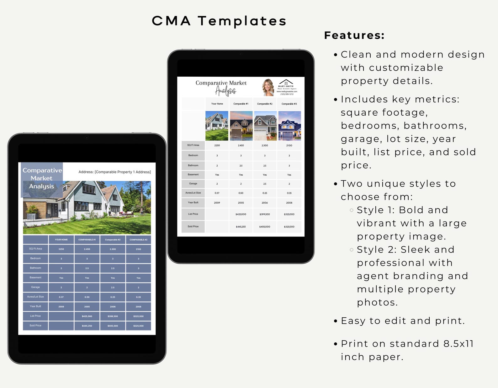 Real Estate CMA Templates: Comparative Market Analysis Flyers Editable ...