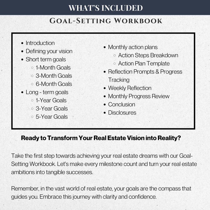 Goal Setting Workbook for Real Estate Agents Digital Business Planner ...