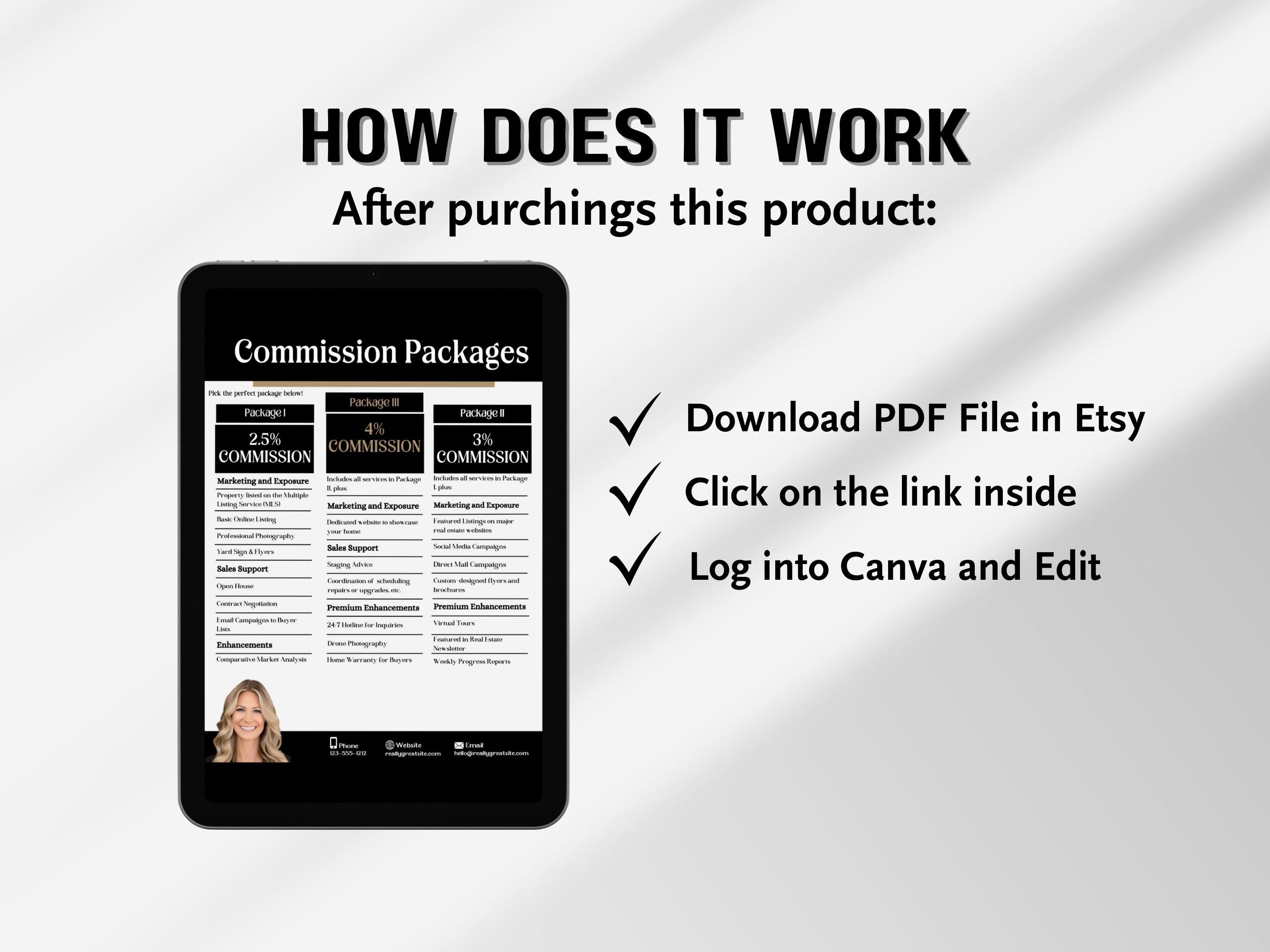 Real Estate Commission Template Editable Canva Design Seller Commission ...