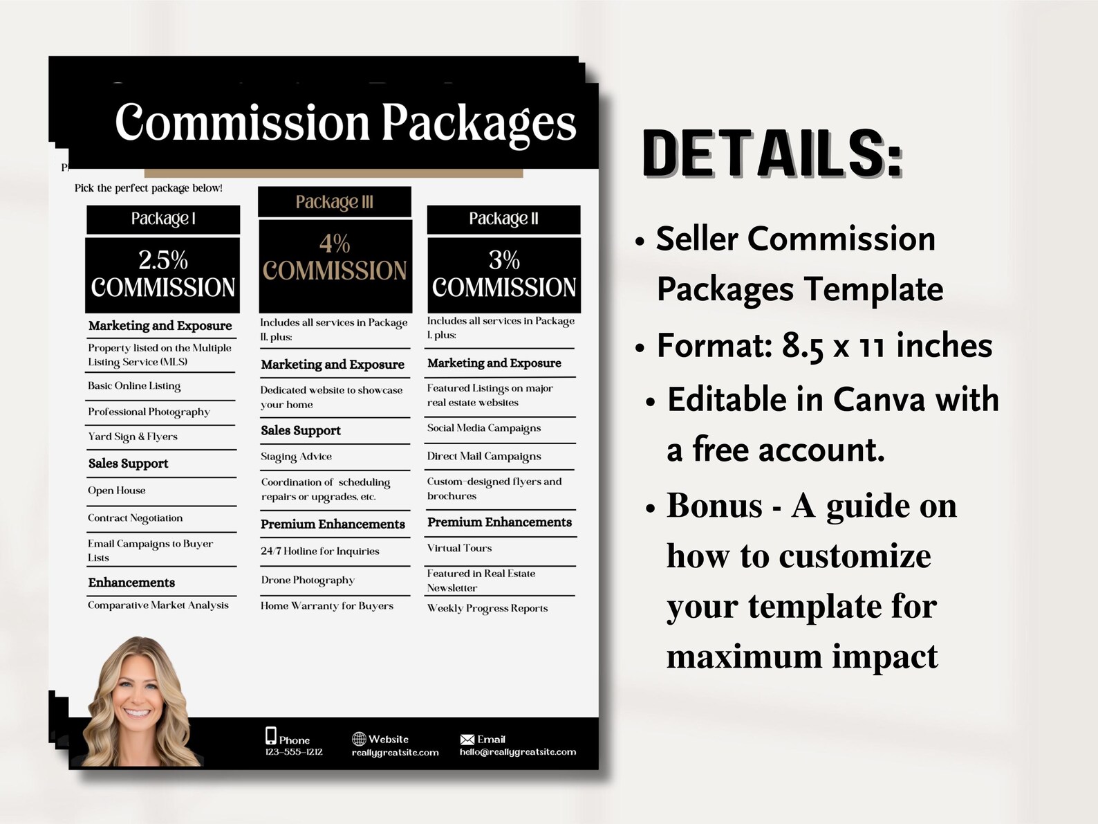 Real Estate Commission Template Editable Canva Design Seller Commission ...