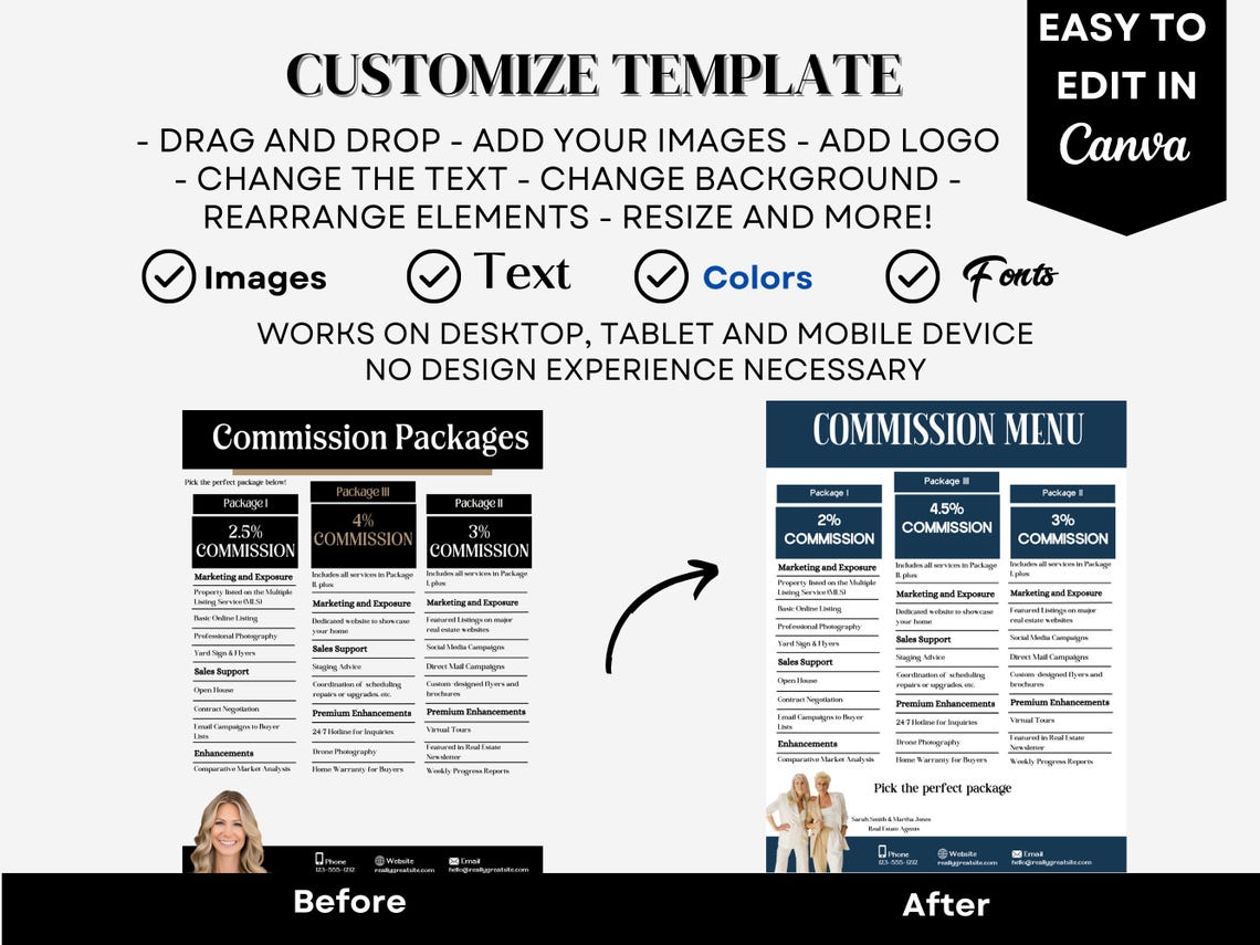 Real Estate Commission Template Editable Canva Design Seller Commission ...