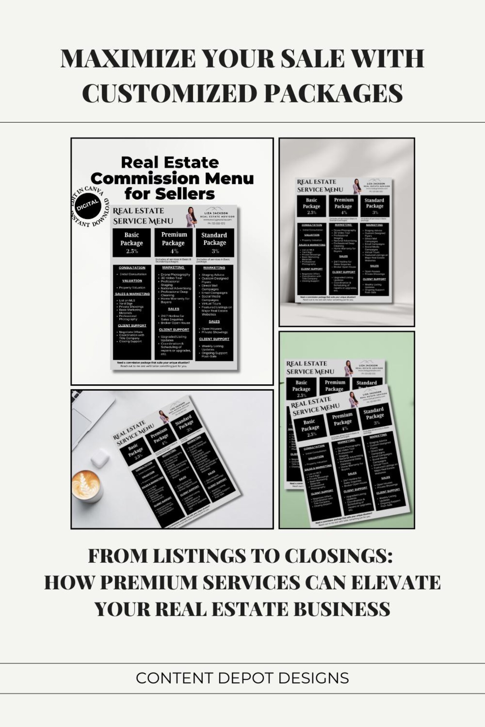 Real Estate Agent Service Menu Template: Commission Options & Property ...