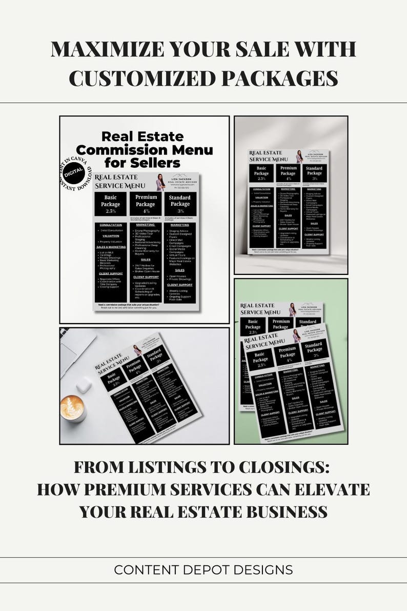 Real Estate Agent Service Menu Template: Commission Options & Property ...