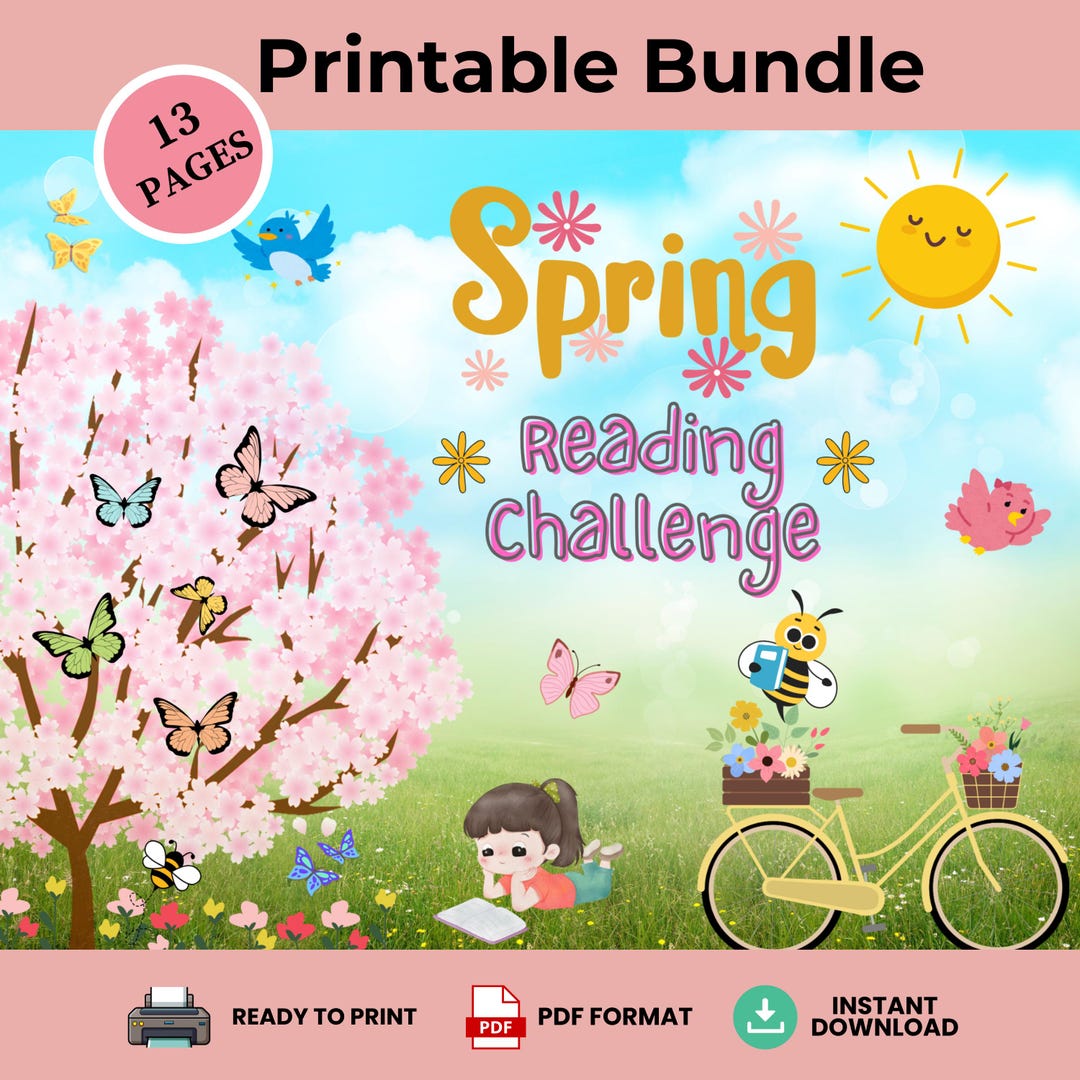 Spring Reading Challenge for Kids Reading Bingo Printable Spring Break ...