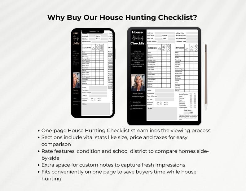 House Hunting Checklist Canva Template: Realtor Tool for First-time ...