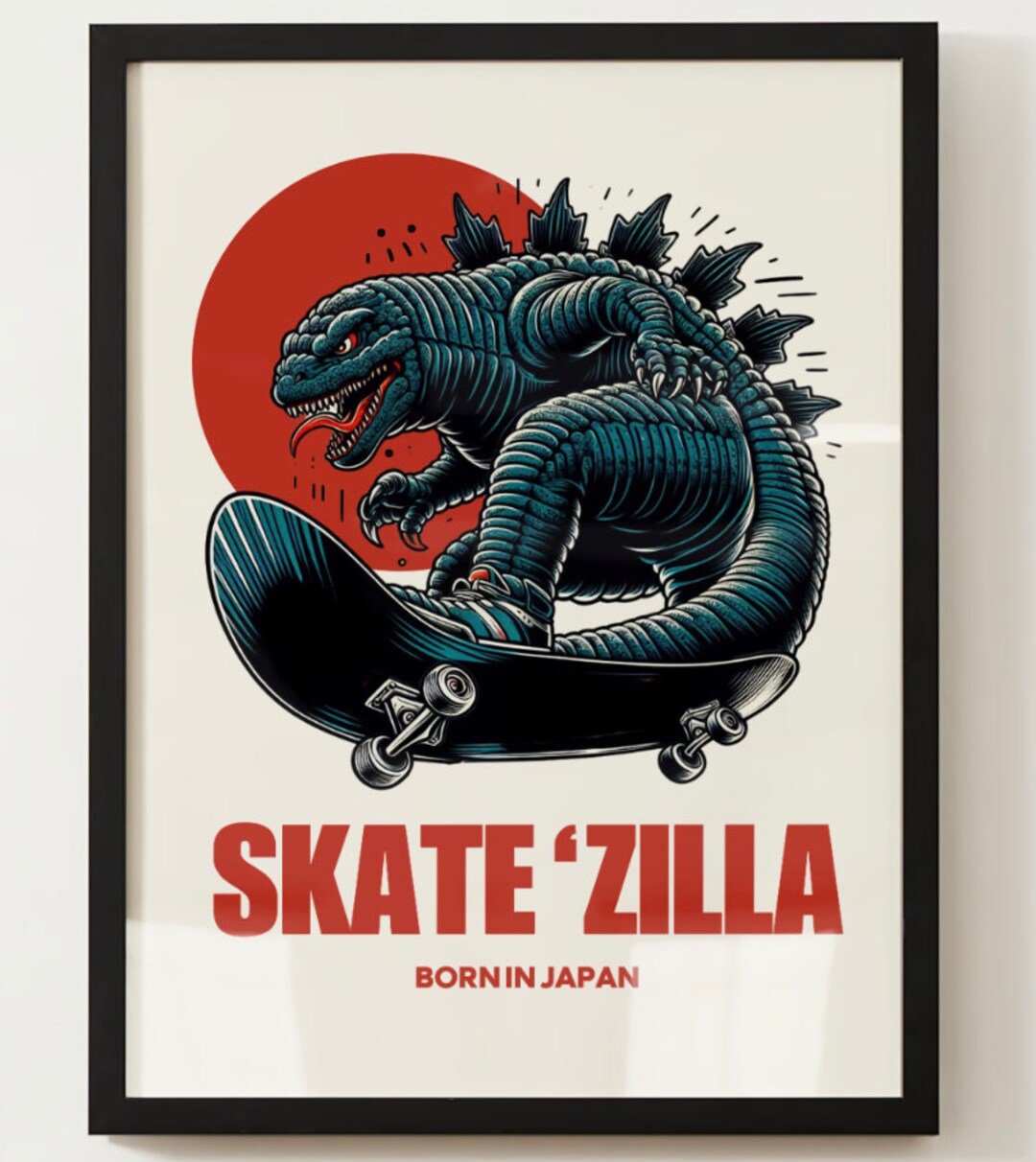 Skate Zilla PDF Poster Godzilla Poster - Etsy