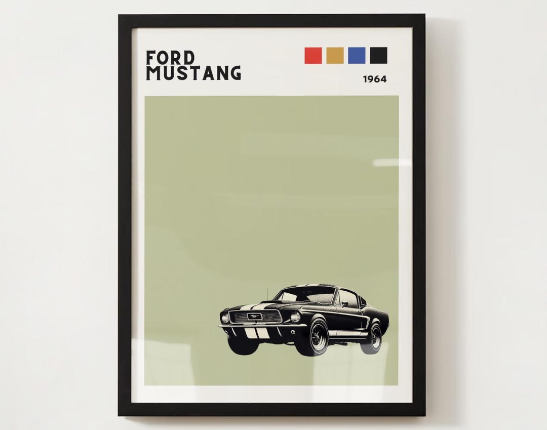 Ford Mustang Mid-century Modern Poster - Etsy