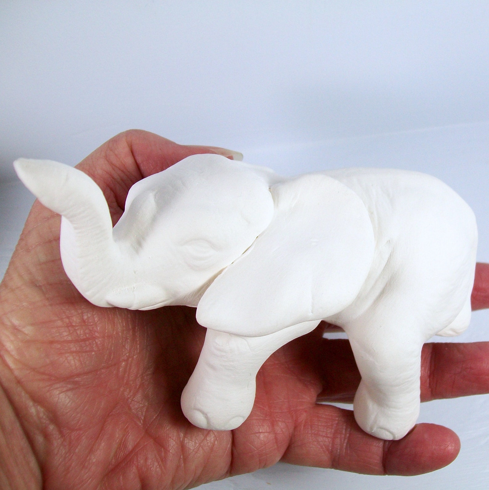 Unpainted Ceramic Bisque Elephant Figurine / Elephant Decor / - Etsy