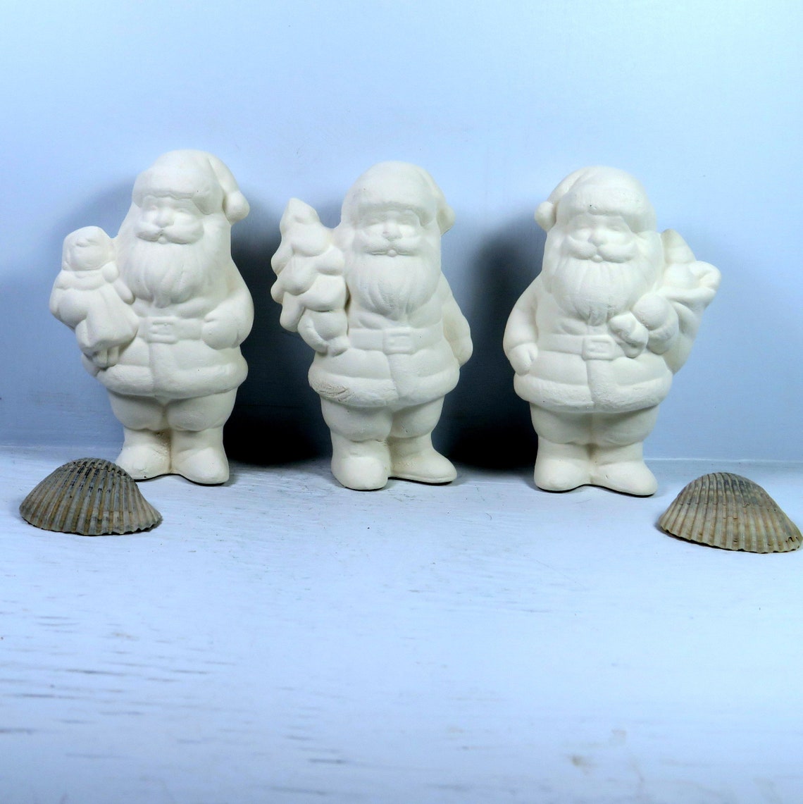 Ready to Paint Ceramic Santa Figurines / Small Santa Statues / - Etsy