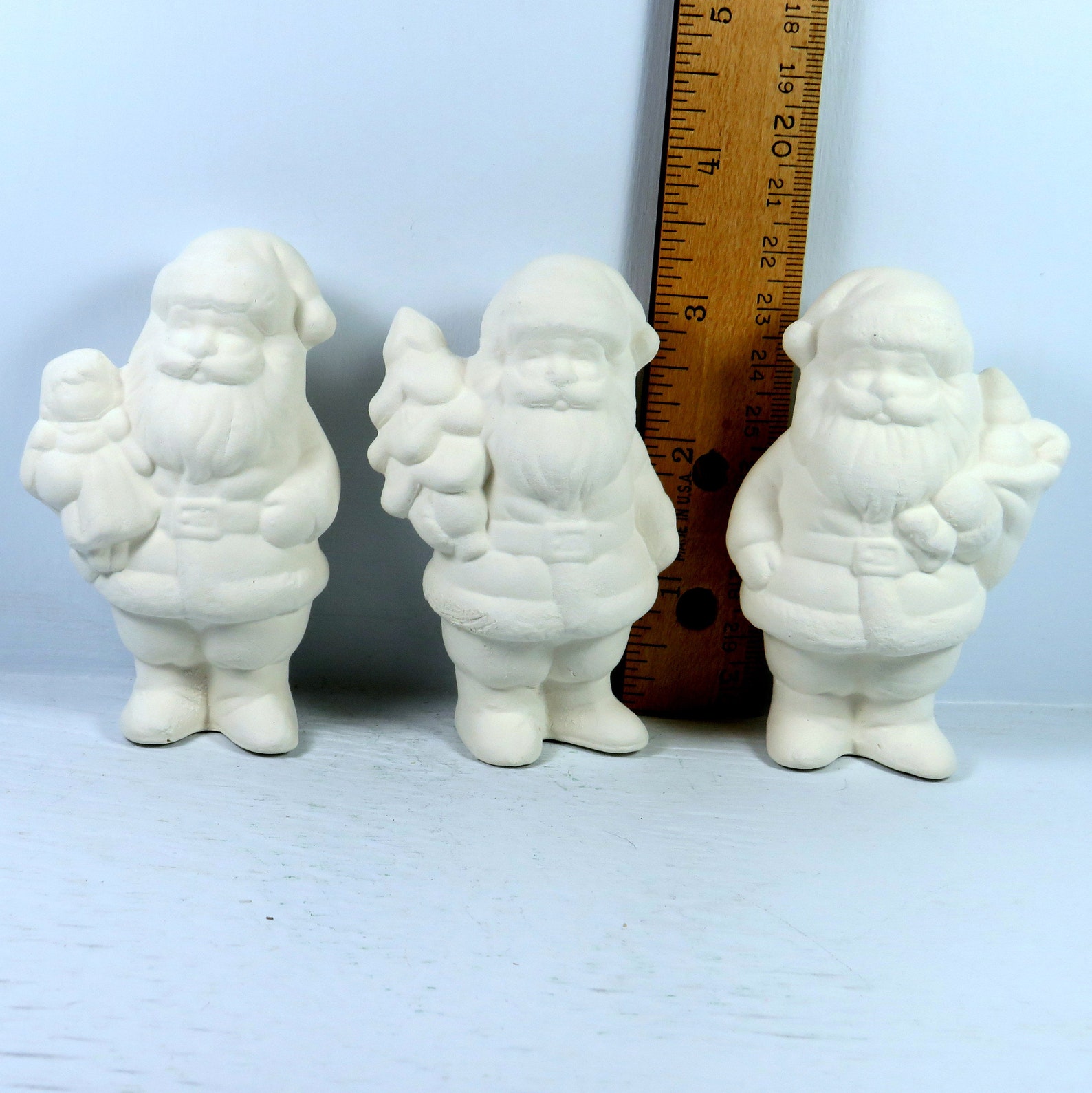 Ready to Paint Ceramic Santa Figurines / Small Santa Statues / - Etsy