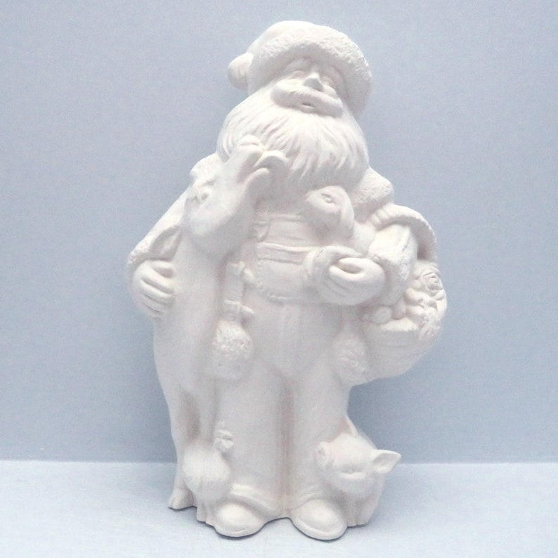 Unpainted Ceramic Bisque Santa Clause Figurine, Santa Statue, Ceramic ...