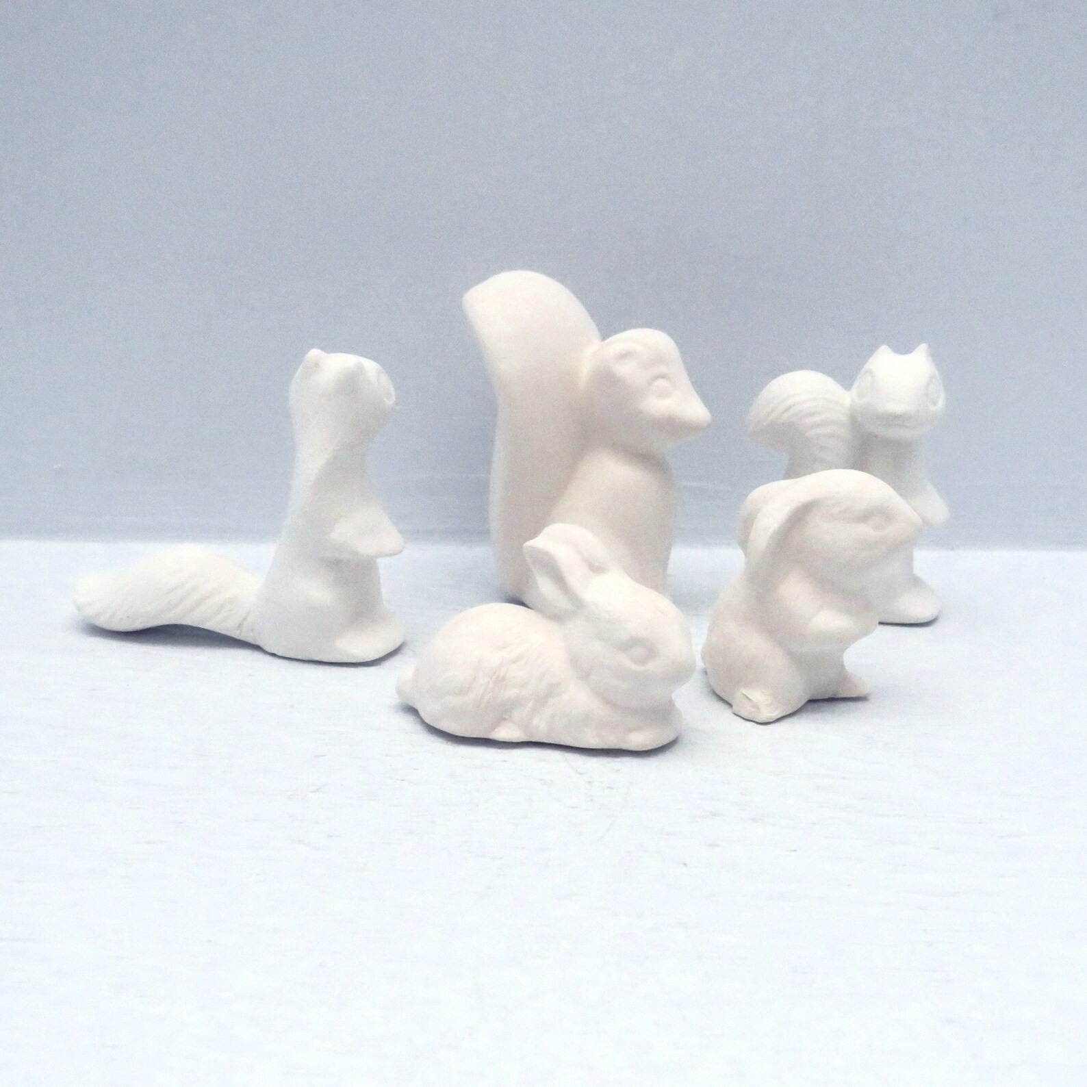 Small Woodland Ceramic Bisque Animals, Unpainted Ceramic Statues, Ready ...