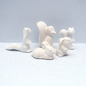 Small Woodland Ceramic Bisque Animals, Unpainted Ceramic Statues, Ready ...