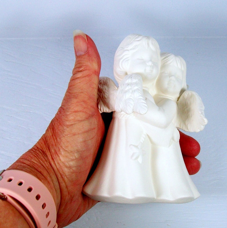 Bisqueware Hugging Angels / Paintable Ceramic Hugging Angels / - Etsy