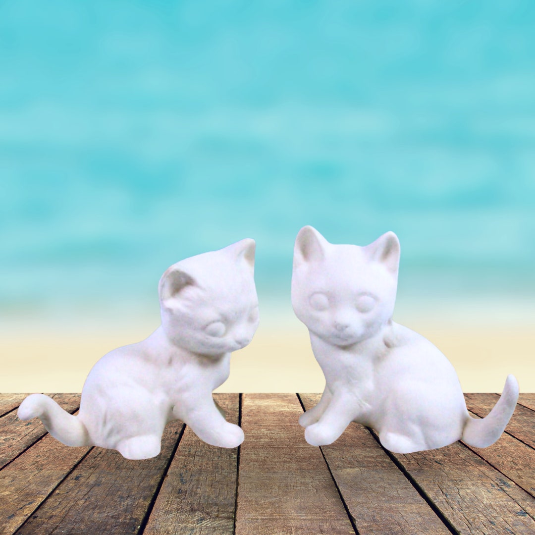 Handmade Paintable Ceramic Cat Figurines, Arts and Craft Kit, Ready to ...