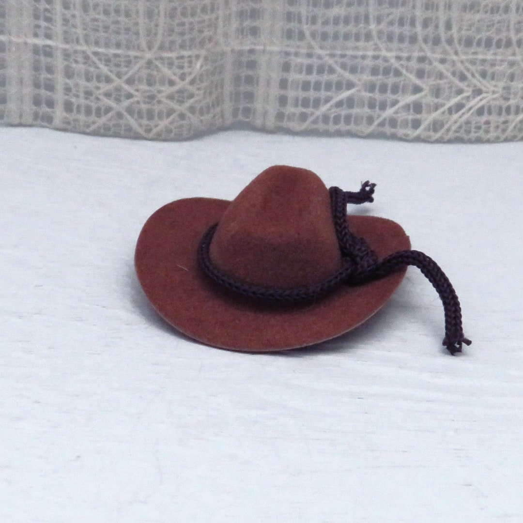 Brown Miniature Cowboy Hat With Tie for Ceramic Decor, Accessories for ...