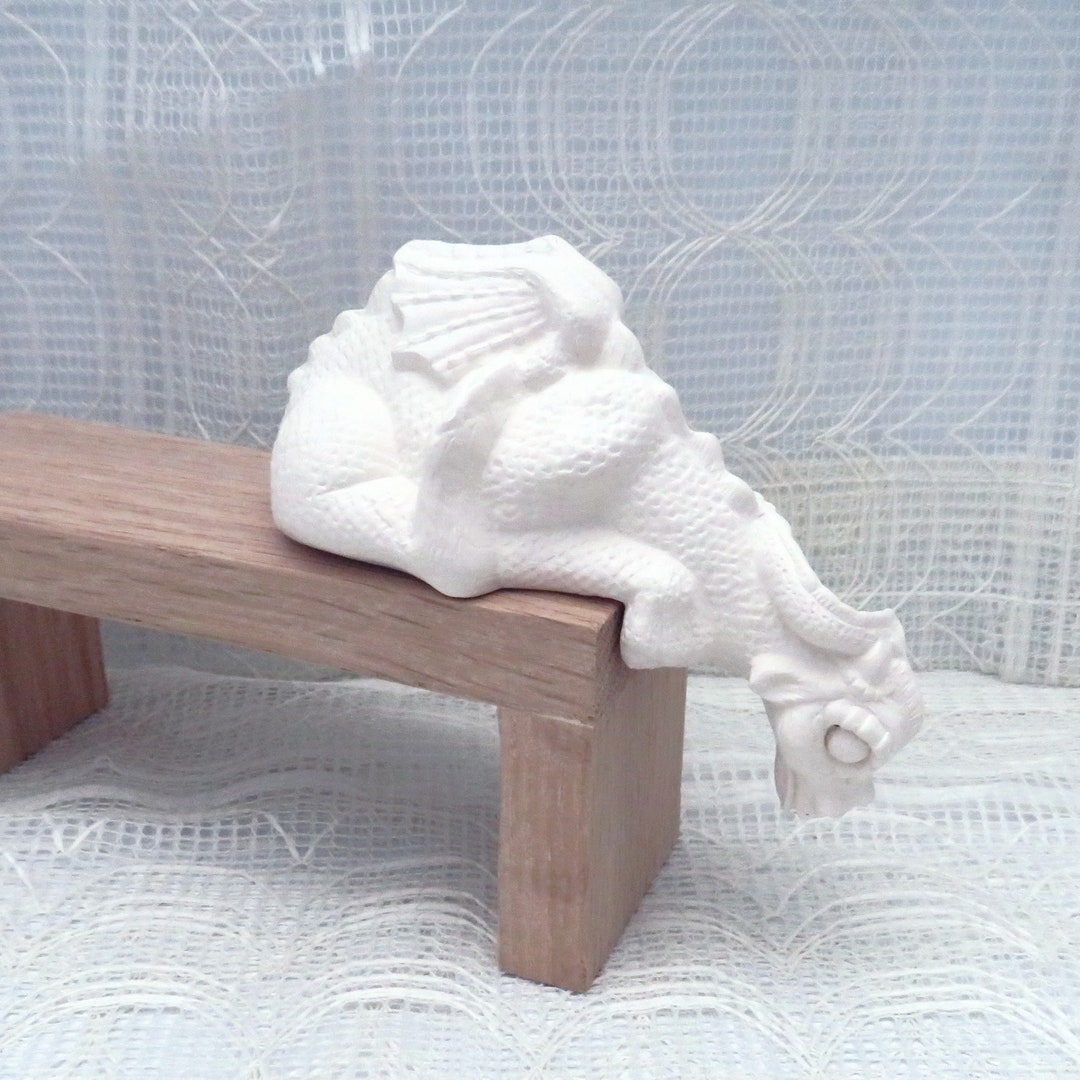 Unpainted Ceramic Shelf Dragon Figurine, Paintable Ceramic Dragon ...