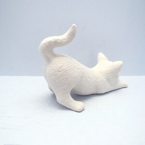 Ready to Paint Ceramic Cat Figurine, Paint It Yourself Stretching Cat ...