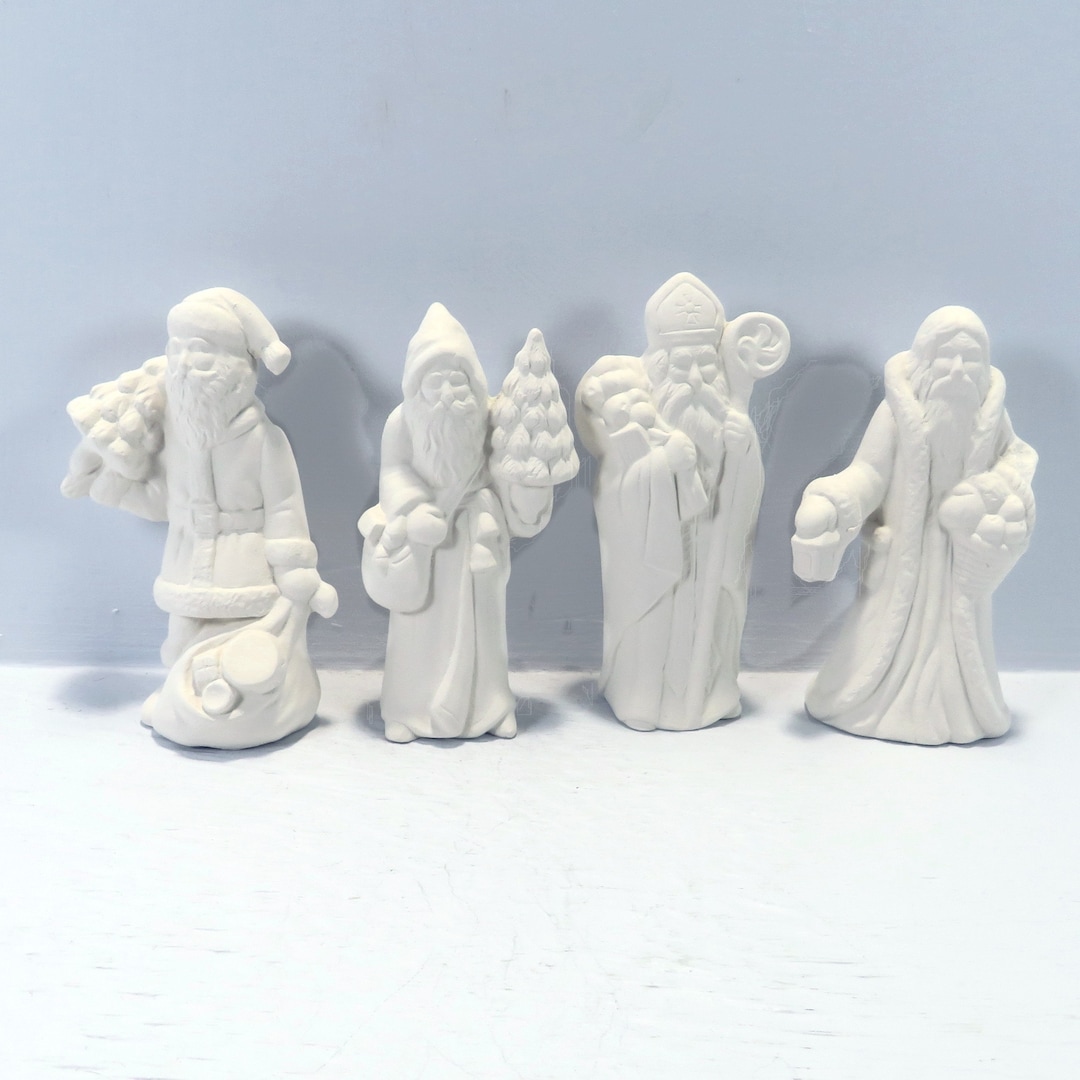 Unpainted Ceramic Santa Statues, Handmade Unfinished Ceramic Figurines ...