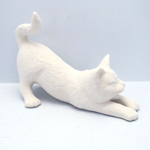 Ready to Paint Ceramic Cat Figurine, Paint It Yourself Stretching Cat ...