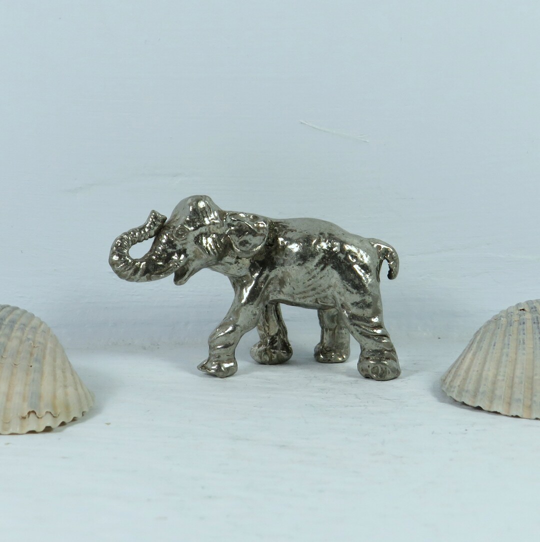 Vintage Pewter Elephant Figurine / Pewter Elephant Statue / Vintage ...