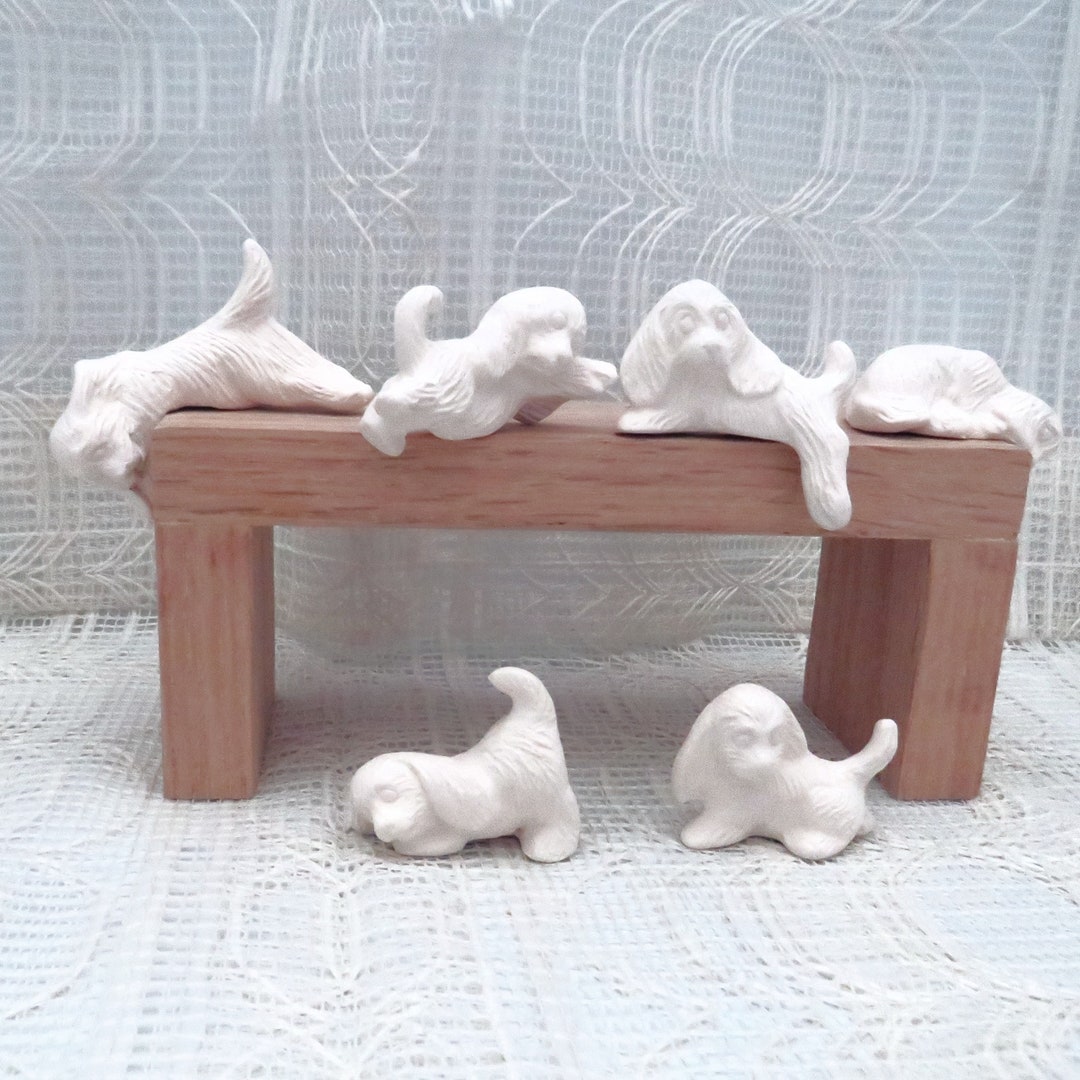 Ready to Paint Set of 6 Ceramic Dog Figurines, Paintable Ceramic Dog ...
