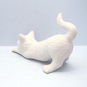 Ready to Paint Ceramic Cat Figurine, Paint It Yourself Stretching Cat ...