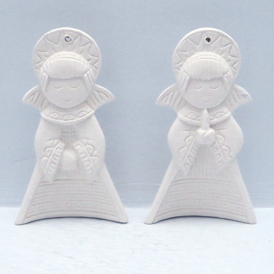Handmade Unpainted Ceramic Angel Ornament / Angel Pendant / Angel ...