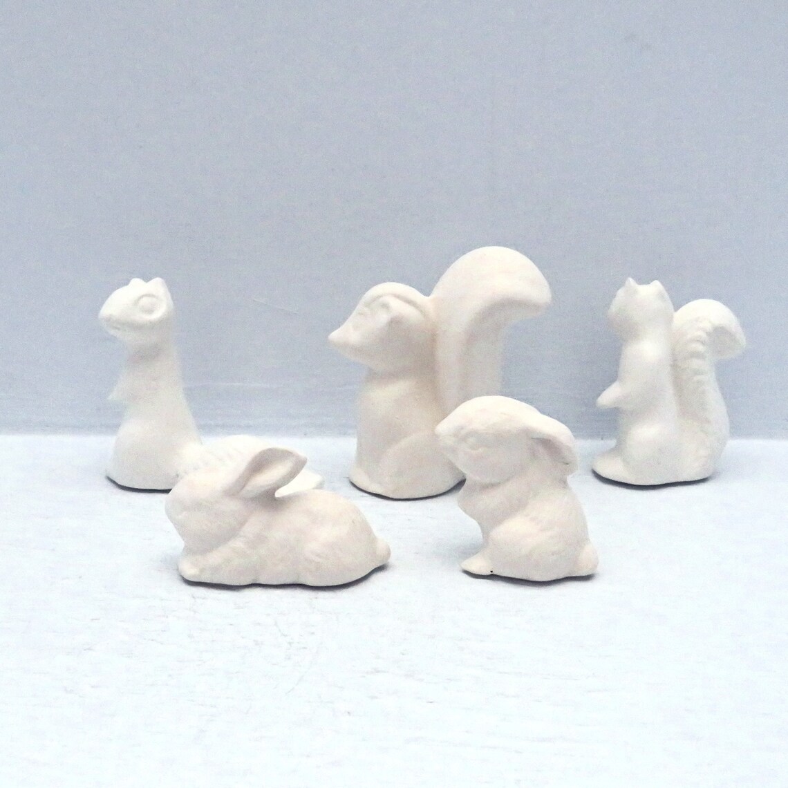 Small Woodland Ceramic Bisque Animals, Unpainted Ceramic Statues, Ready ...