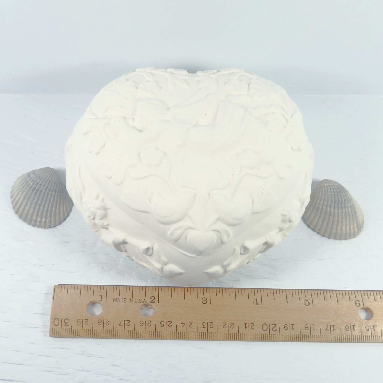 Handmade Unpainted Ceramic Angel Heart Shaped Covered Trinket - Etsy