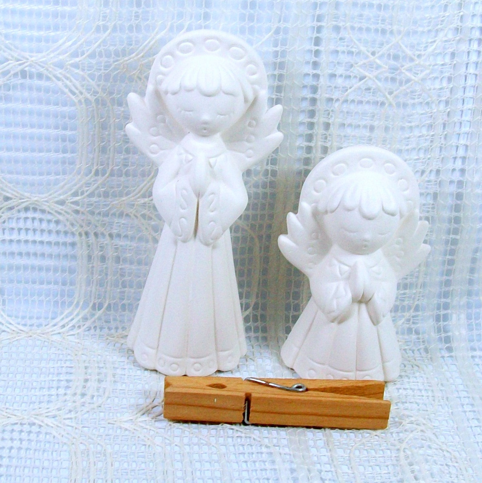 Unpainted Ceramic Angel Figurines / Bisque Angel Statues / - Etsy