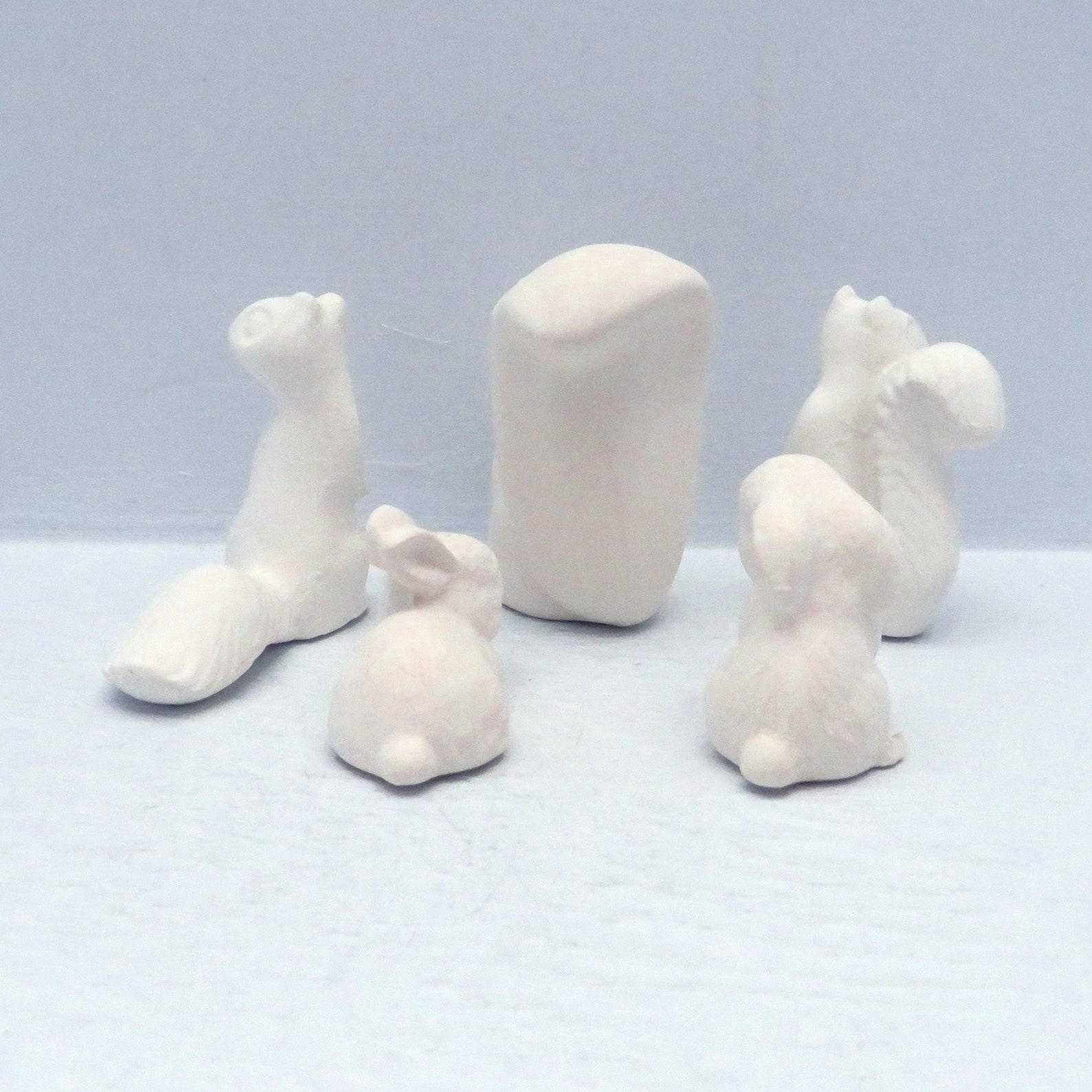 Small Woodland Ceramic Bisque Animals, Unpainted Ceramic Statues, Ready ...