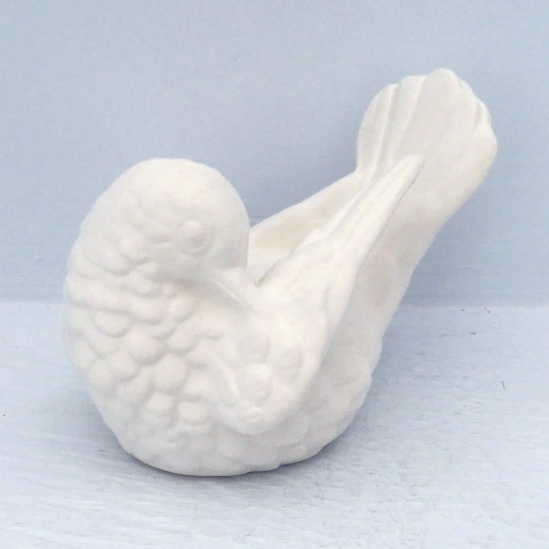 Handmade Unpainted Bisque Dove Figurine, Ready to Paint Bird Statue ...