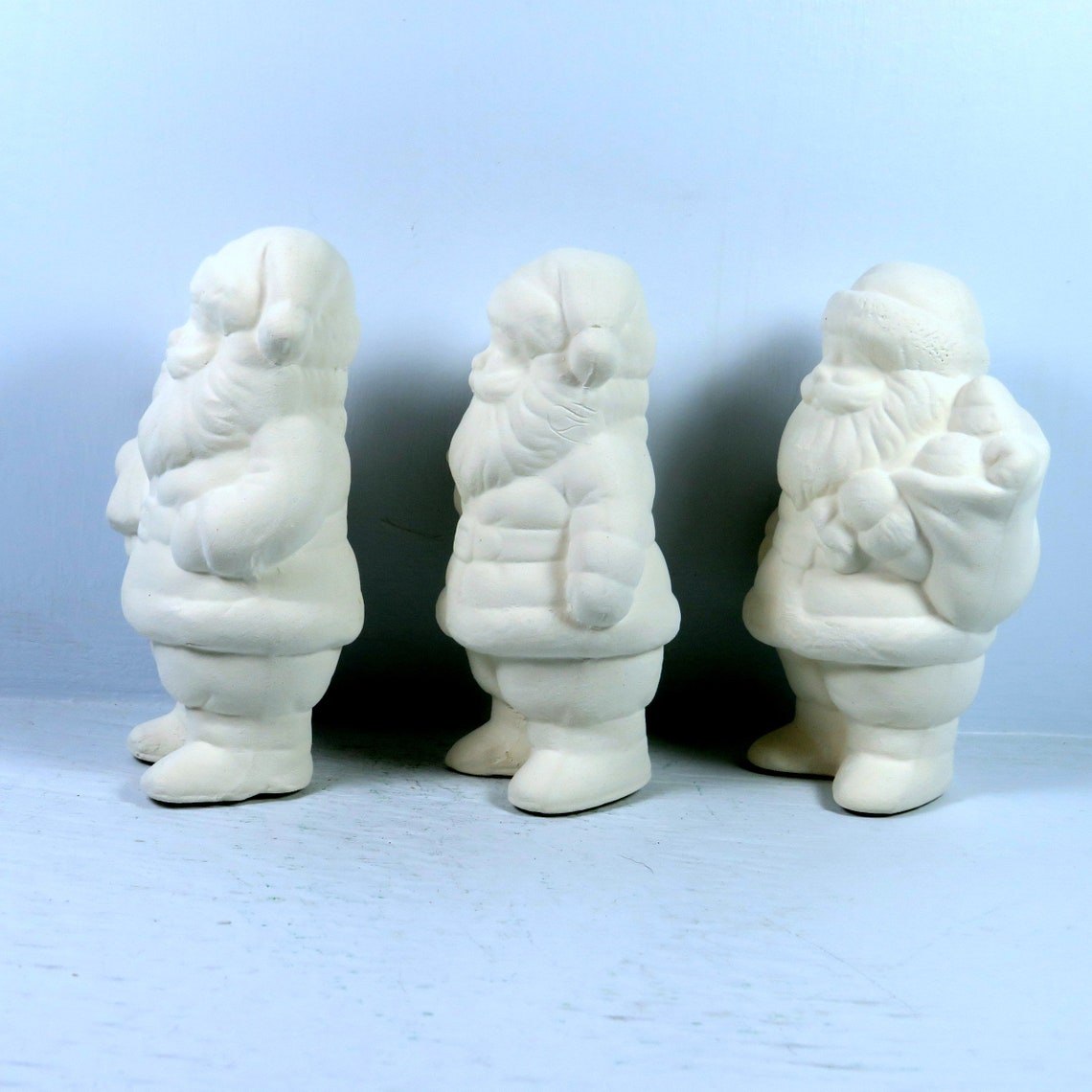 Ready to Paint Ceramic Santa Figurines / Small Santa Statues / - Etsy