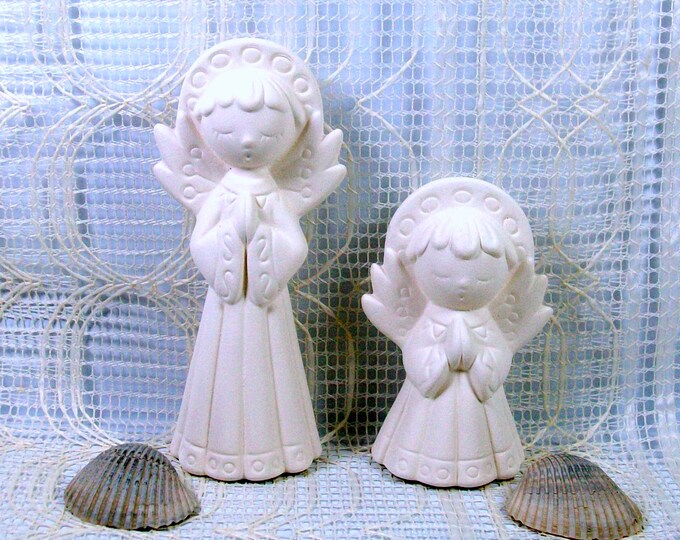 Unpainted Ceramic Angel Figurines / Bisque Angel Statues / - Etsy
