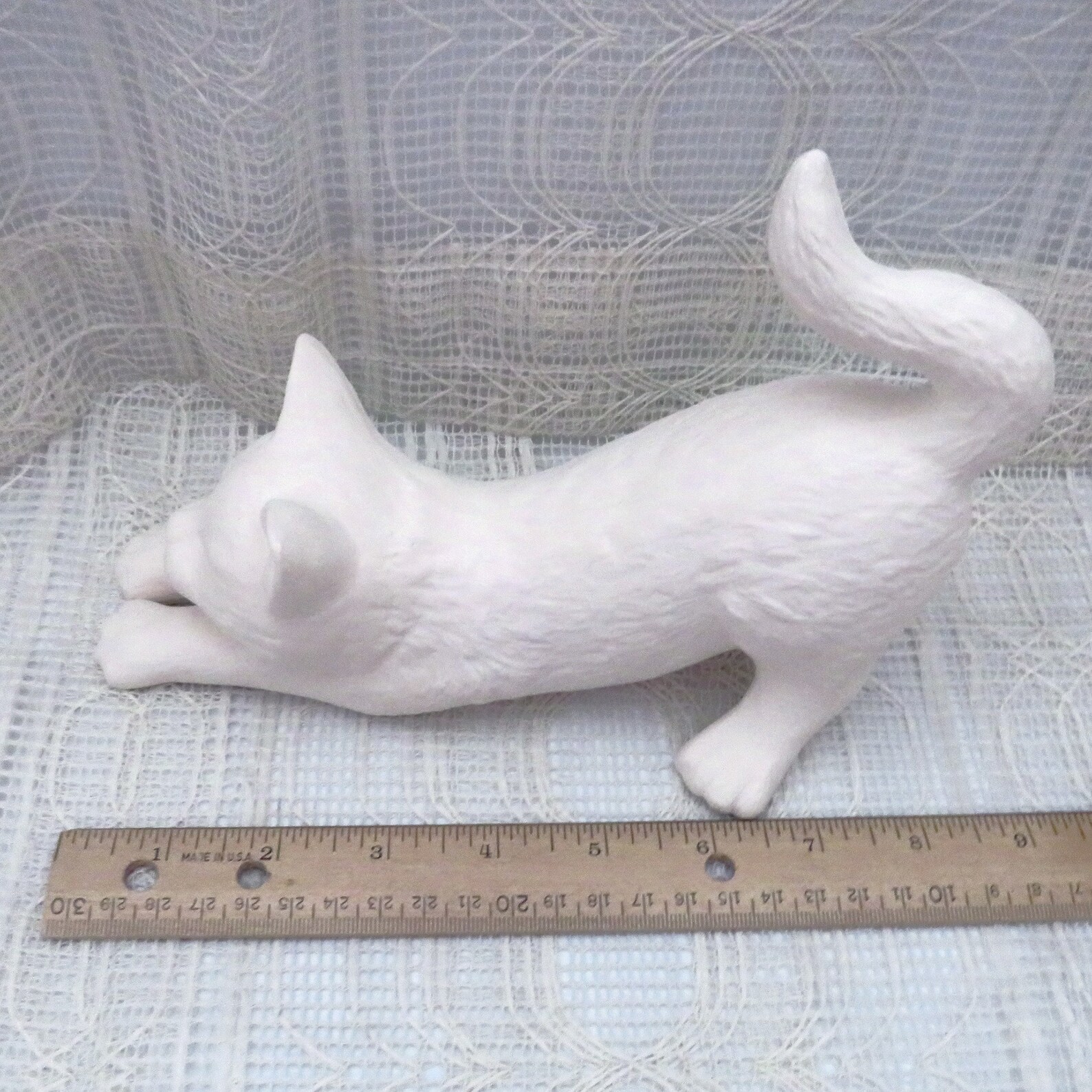 Ready to Paint Ceramic Cat Figurine, Paint It Yourself Stretching Cat ...