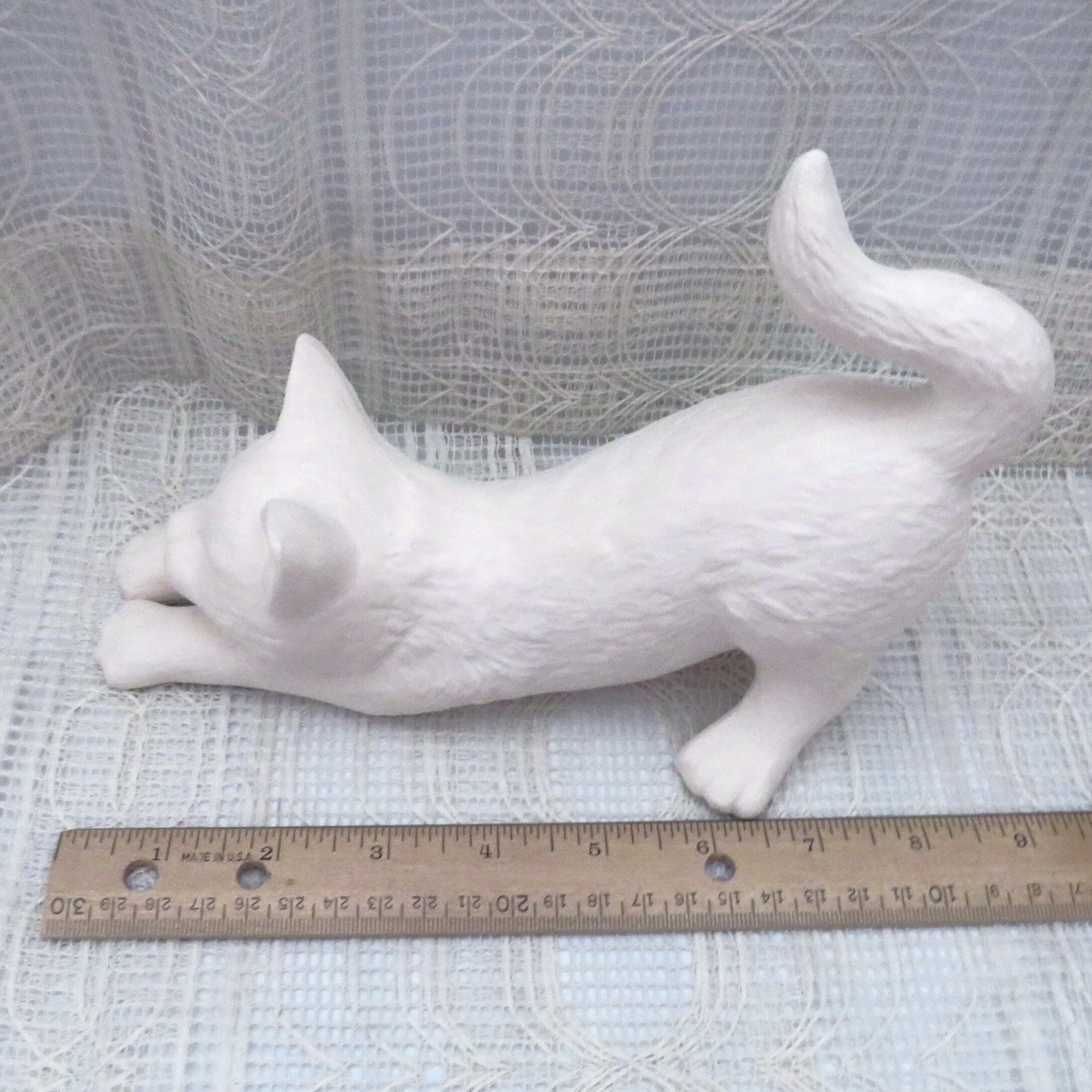 Ready to Paint Ceramic Cat Figurine, Paint It Yourself Stretching Cat ...