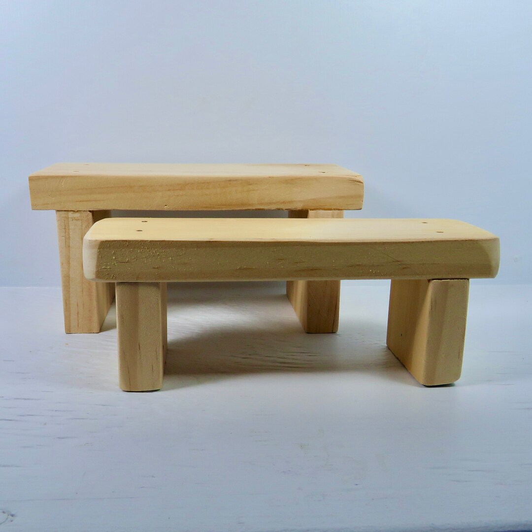 Handmade Wood Pedestal, Wood Display Bench for Shelf Ceramic Figurines ...